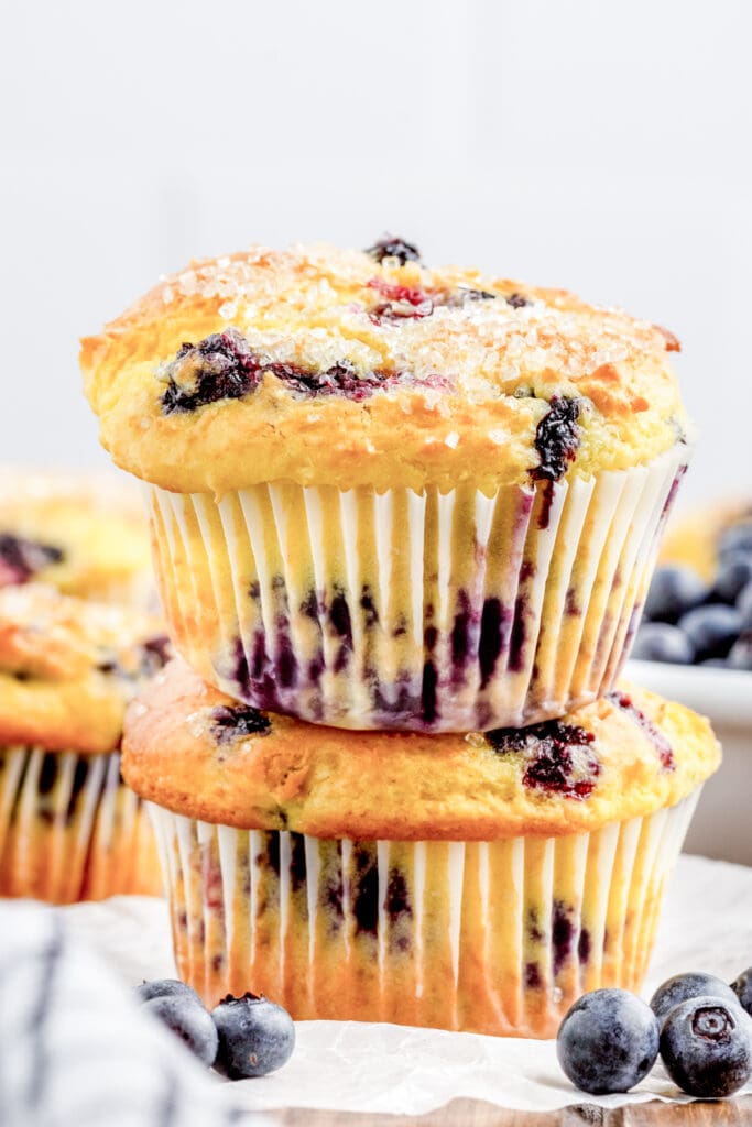 Easy Cake Mix Blueberry Muffins - Little Chef Within